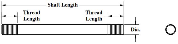 Rollers Shafts – Style 5 – Round Shaft – Threaded Both Ends – BNB ...